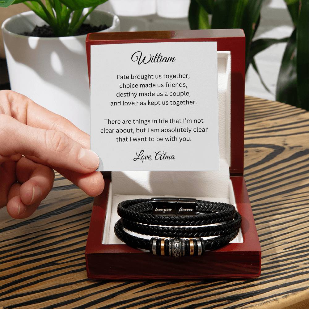 Promise Bracelet for Him Unique Romantic Gift for Boyfriend Two Tone Box